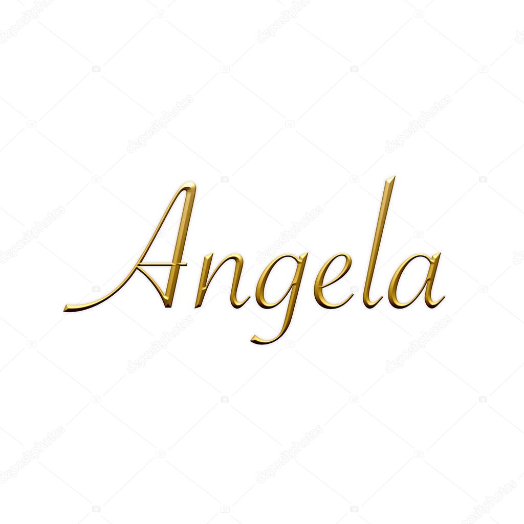 Angela - Nombre femenino. Icono de oro 3D sobre fondo blanco. Fuente ...