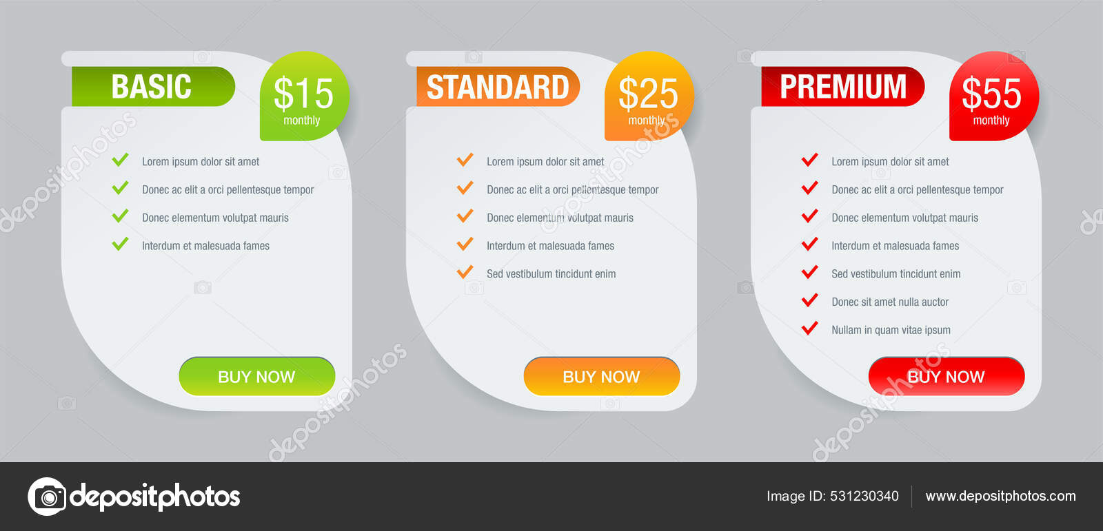 Tariff comparsion table web chart template Stock Vector Image by ...