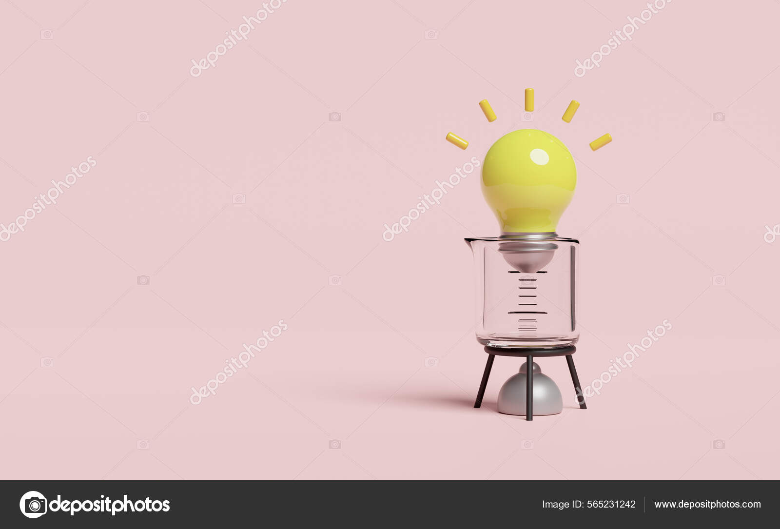 Science Experiment Kit Yellow Light Bulb Beaker Alcohol Lamp Isolated ...