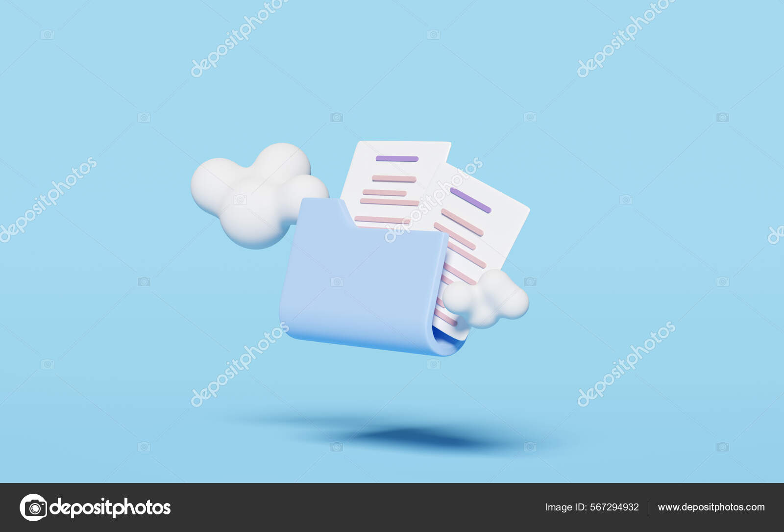 Folder Icon Cloud Isolated Blue Background Storage Download Data ...