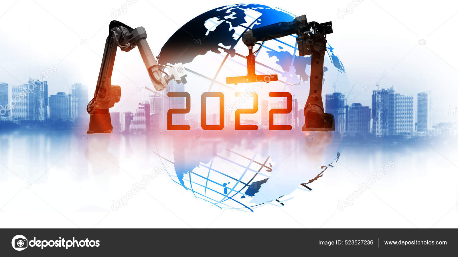 Technology 2022 World Robotics Machine Isolated City Background Concept ...