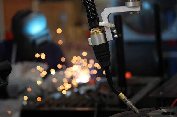 Smart industry robot arms digital factory technology . Concept of ...