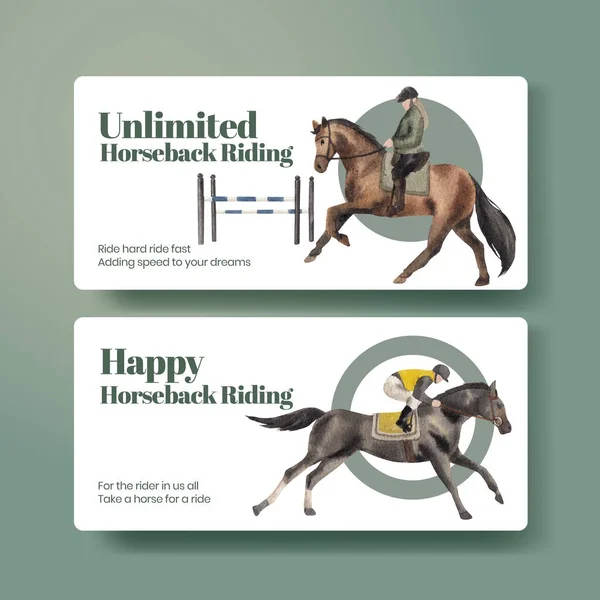 Billboard Template Horseback Riding Concept Watercolor Styl Stock ...