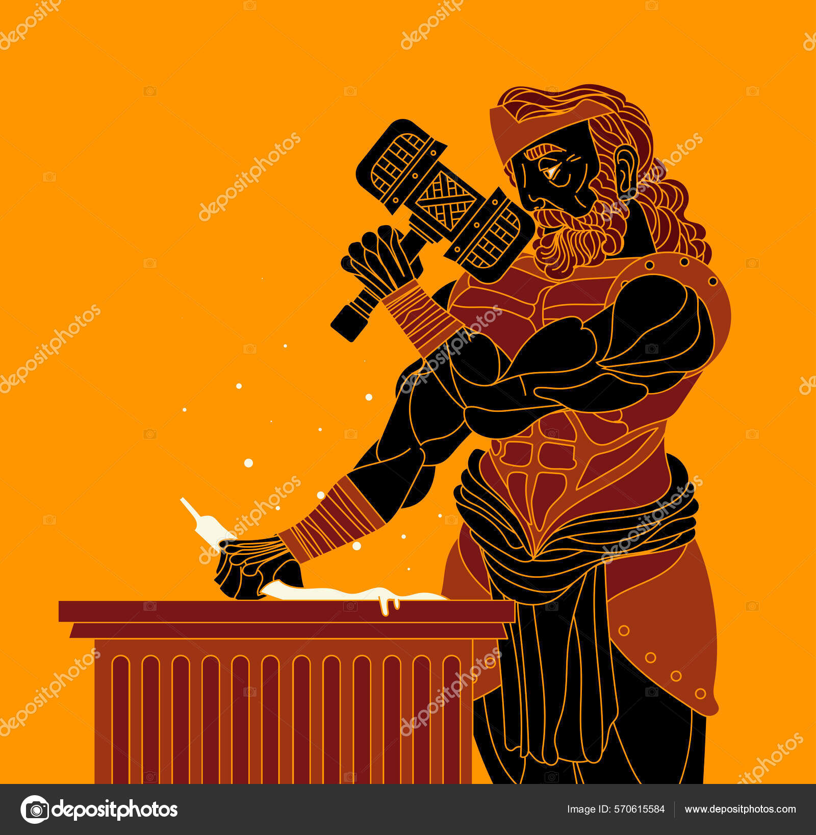 Hephaestus Vulcan Greek God Blacksmithing Forge Stock Vector By ©matintheworld 570615584