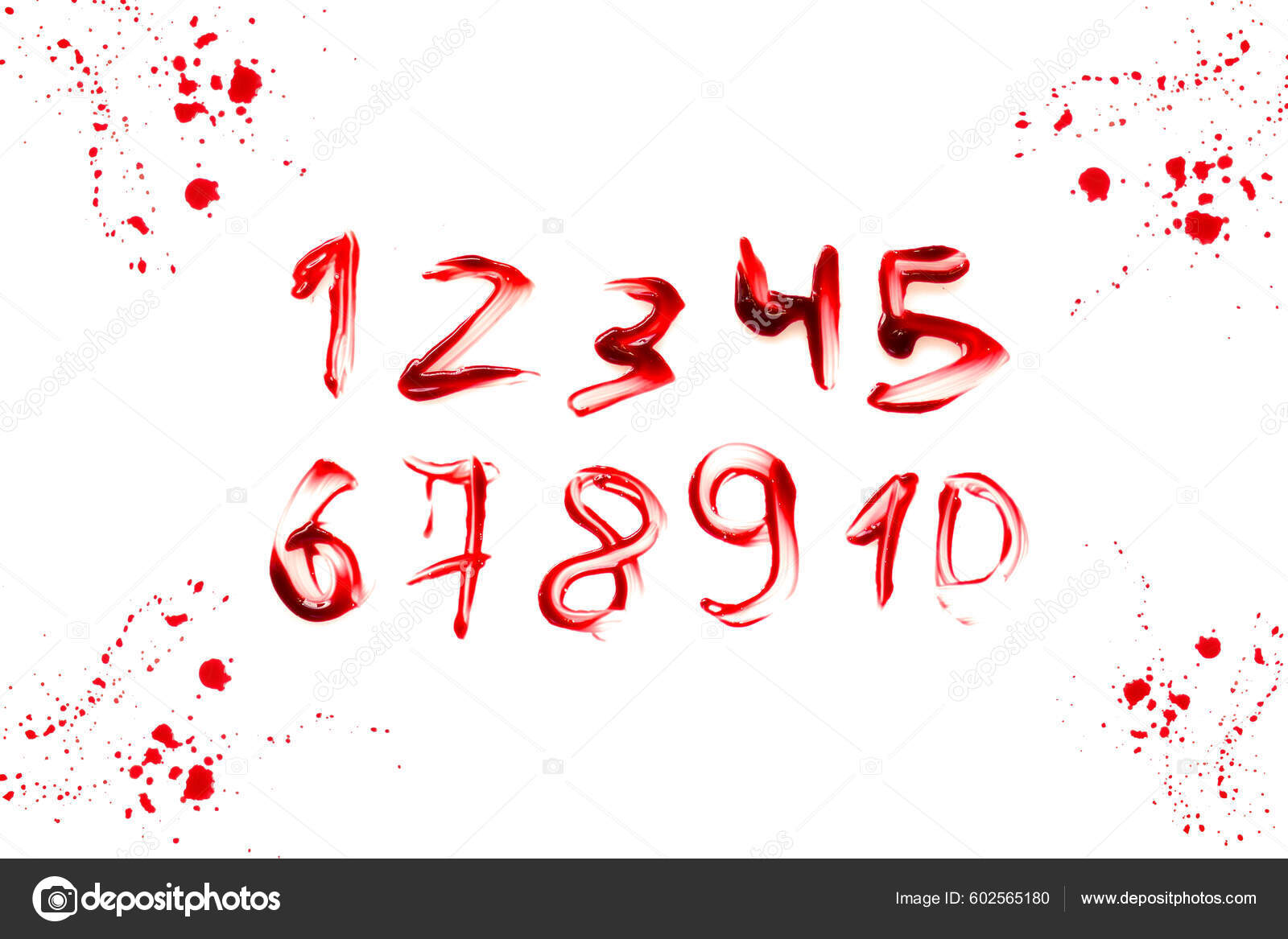 Numbers Red Bloody Frame Made Bloody Smudges Drops Numbers Written ...