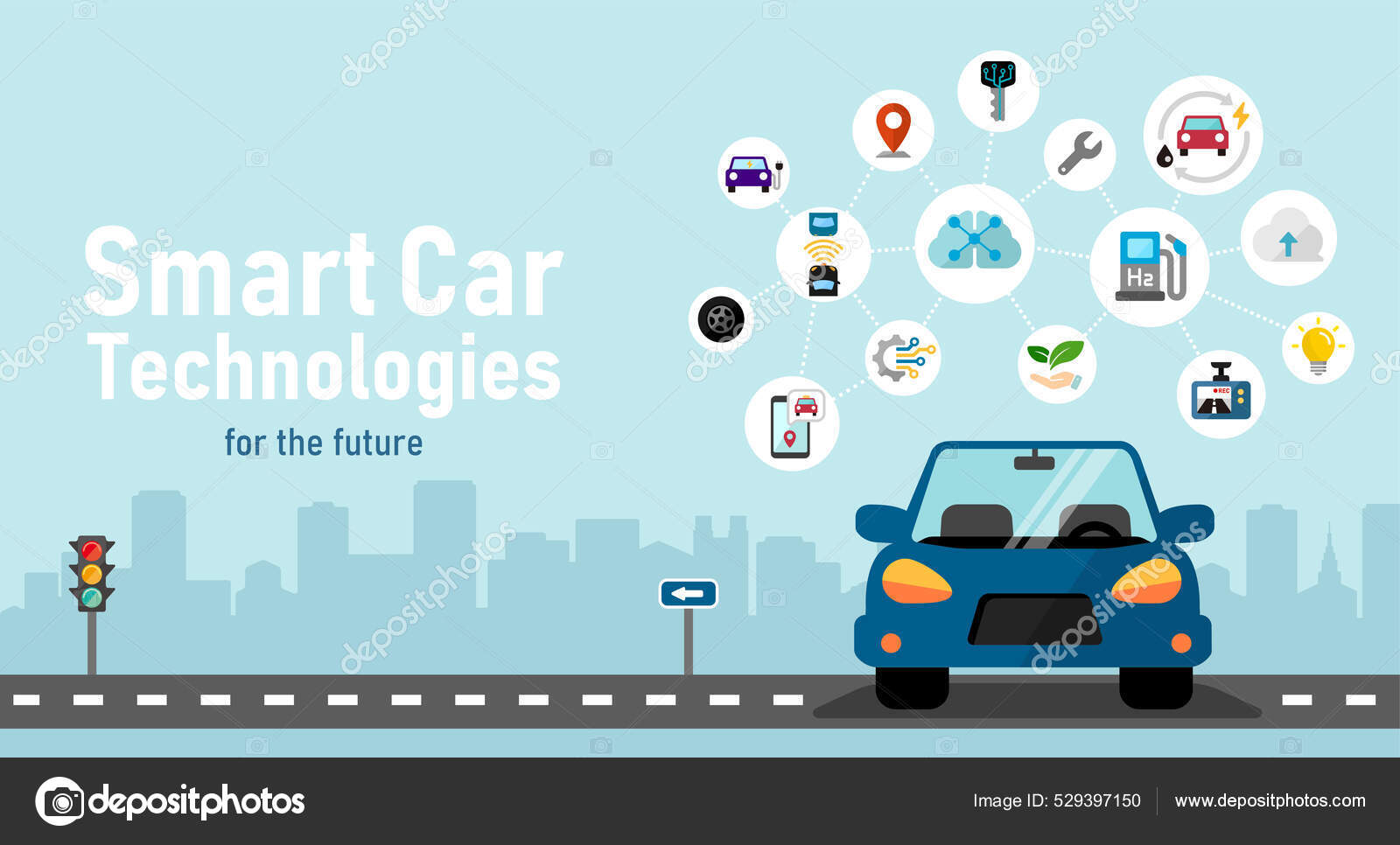 Smart Car Concept Vector Banner Illustration Stock Vector by ©barks ...
