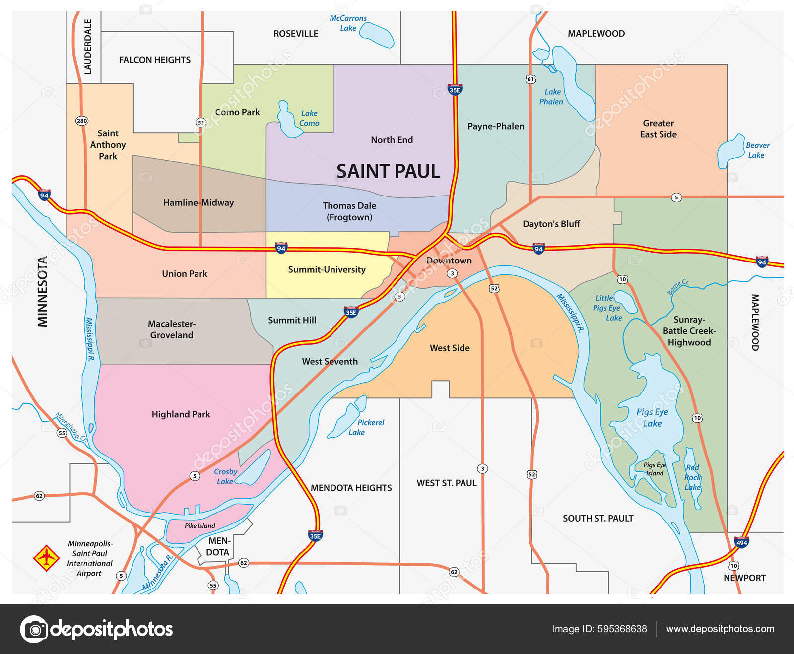 Administrative Road Map Saint Paul Minnesota United States Stock Vector ...