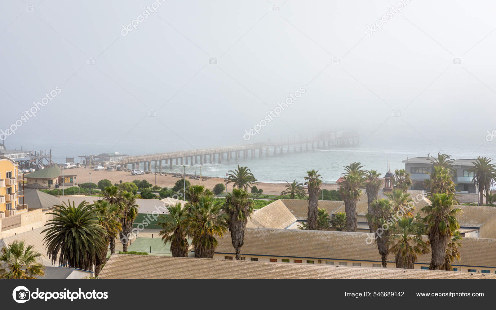 Muelle Niebla Vista Torre Casa Woermann Swakopmund Namibia — Foto de ...