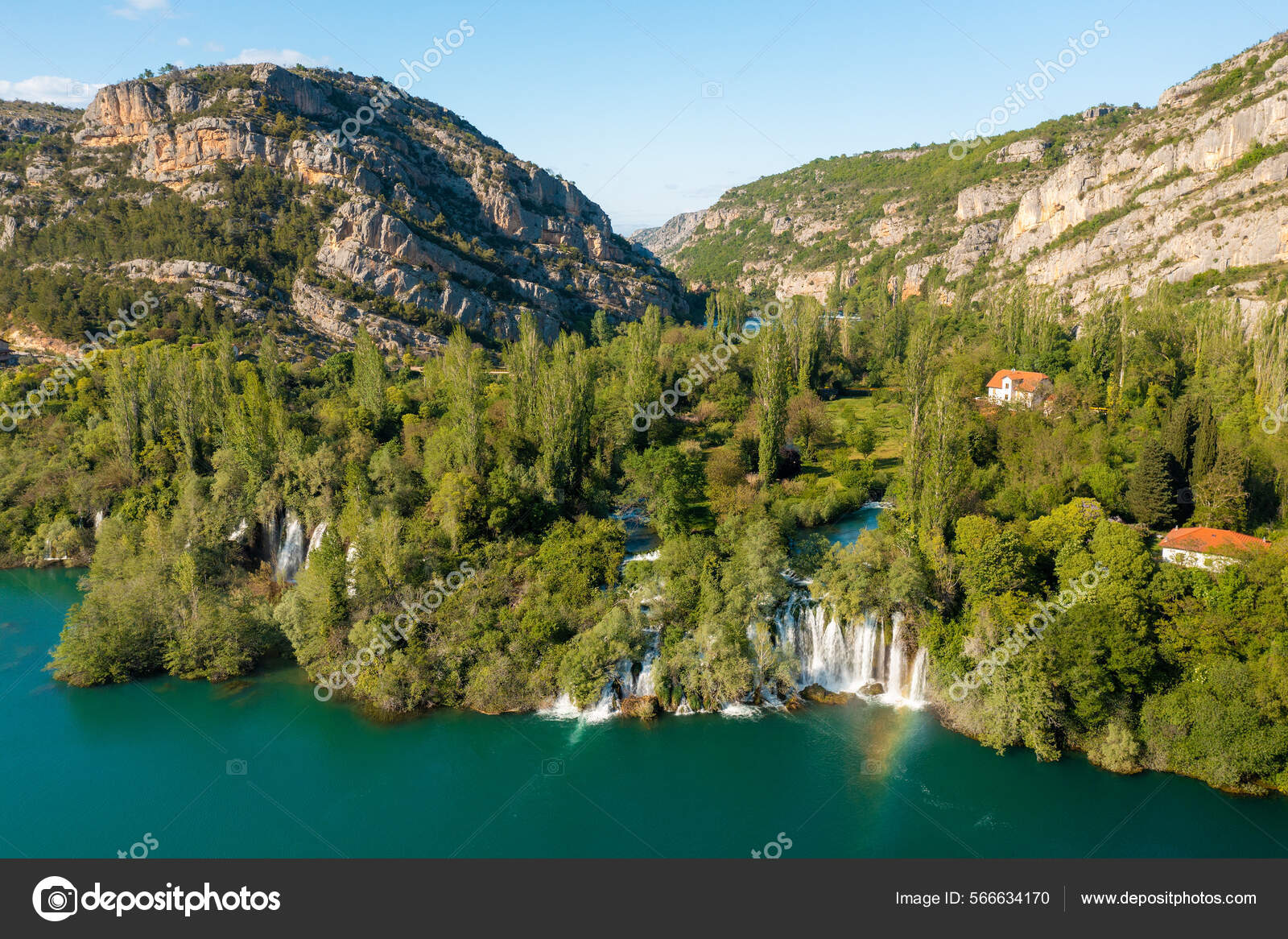 Aerial View Roski Slap Waterfall Krka National Park Croatia — Stock ...