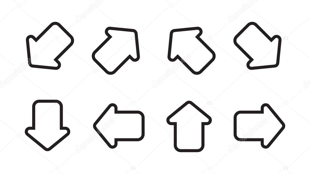 Icono de flecha o conjunto de signos. Diseño plano. Ilustración ...