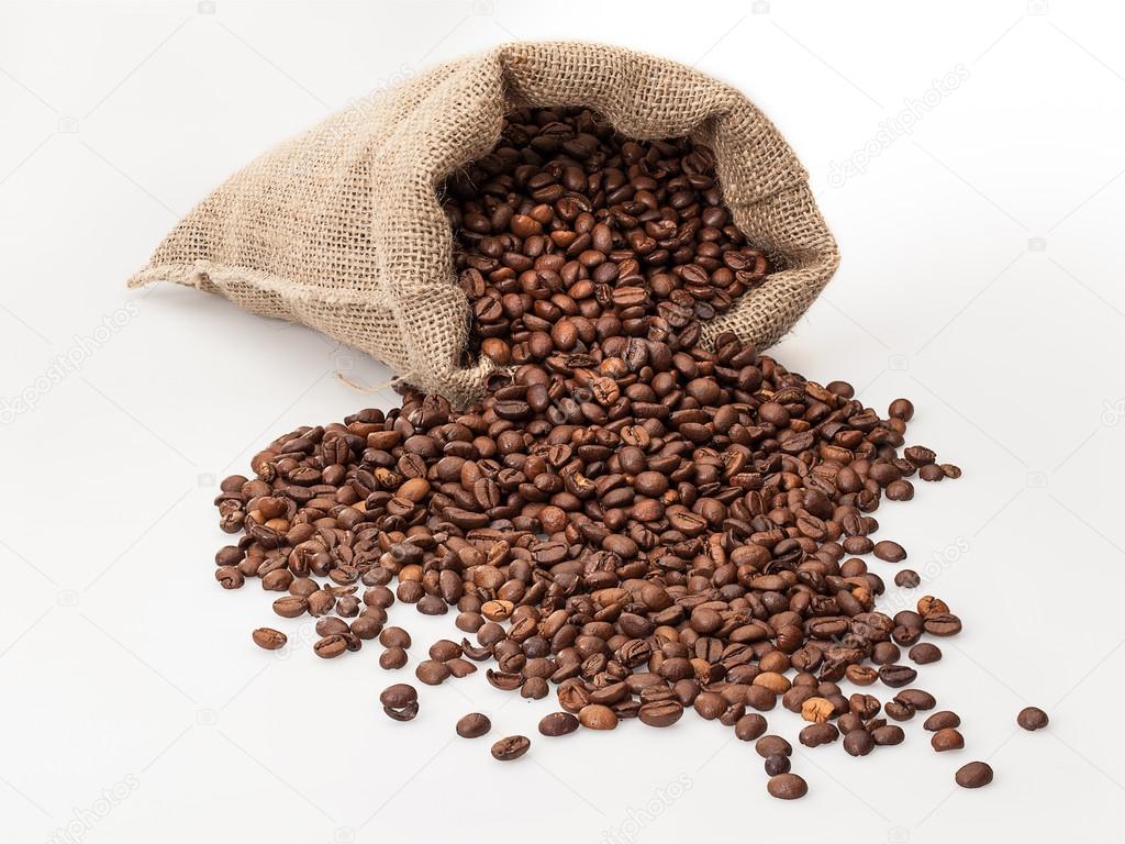 saco de café con granos dispersos — Foto de stock © VoytPix #51426521