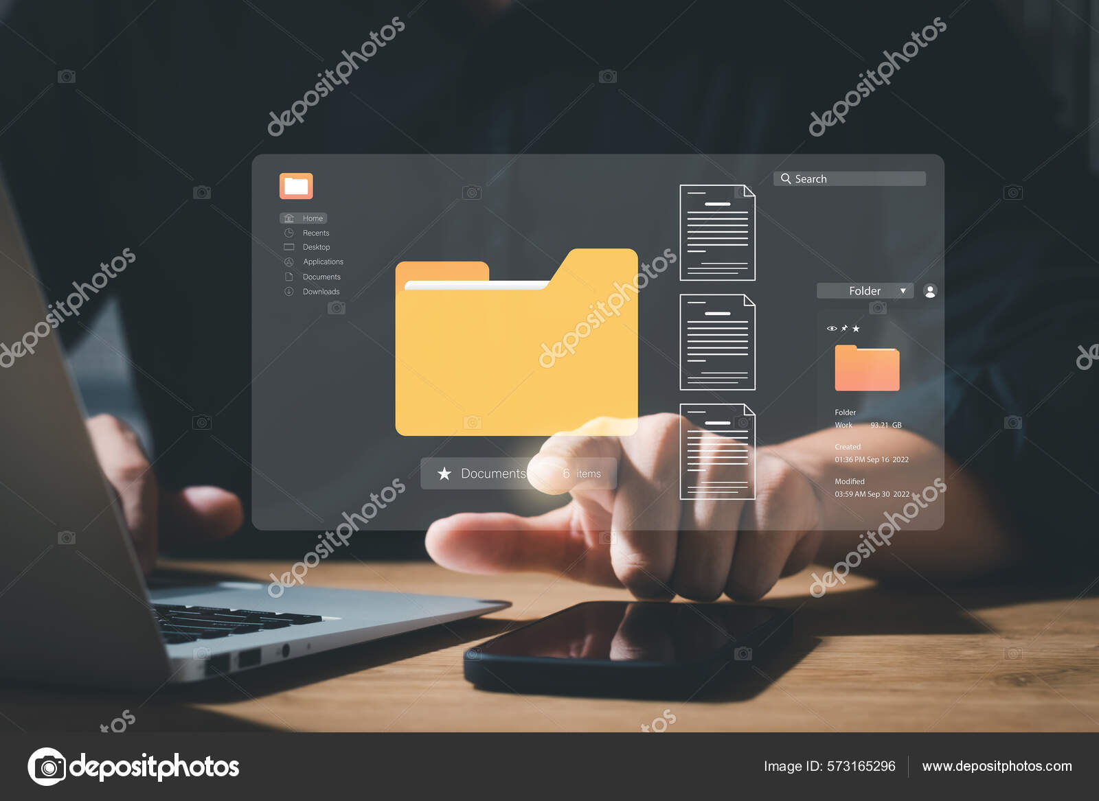 Document Management Concept Virtual Screen Icons Document Management ...