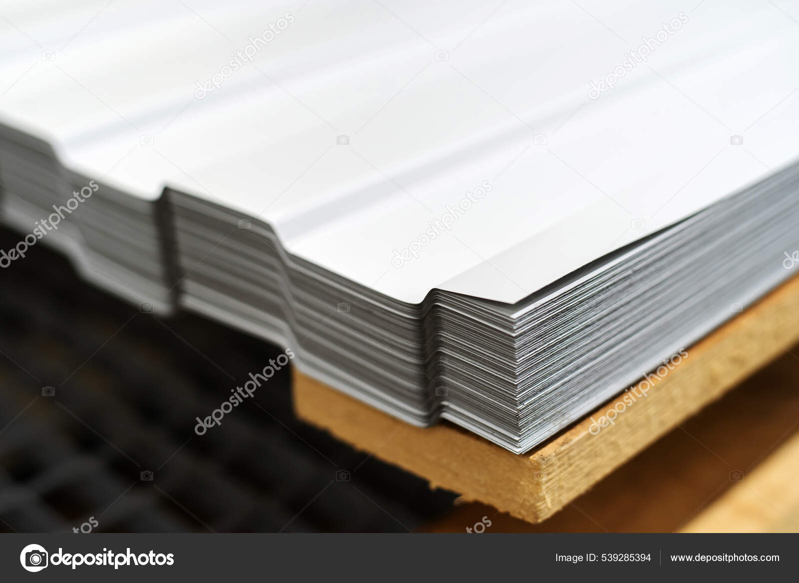 Metal Corrugated Board Stack Roofing Sheets Store's Warehouse Close ...