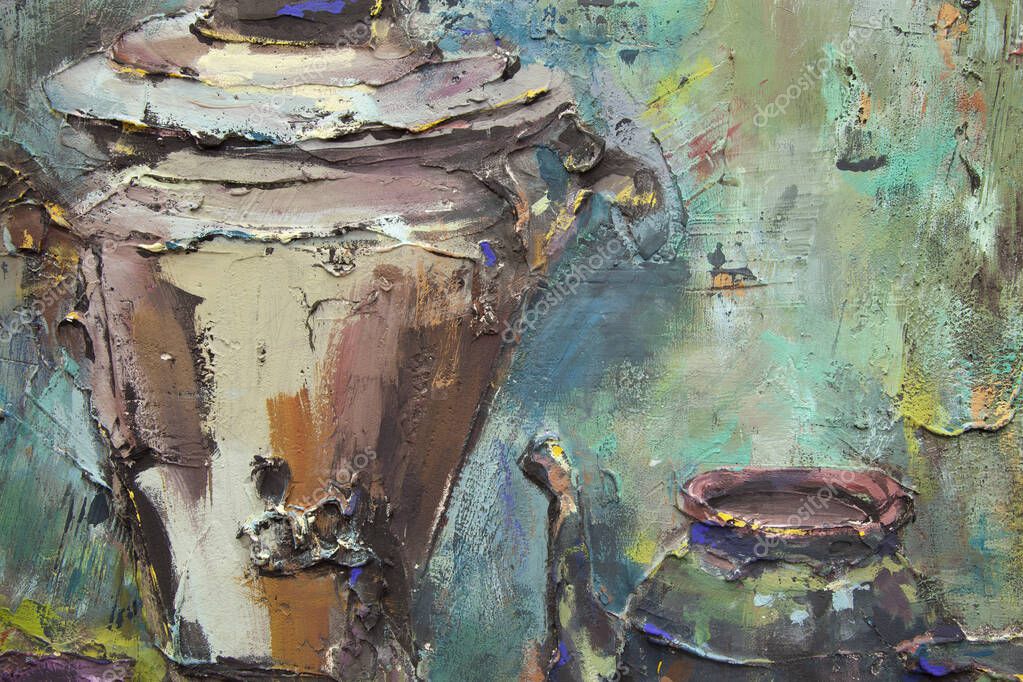 Fragment of a picturesque still life is made in a pasty technique ...