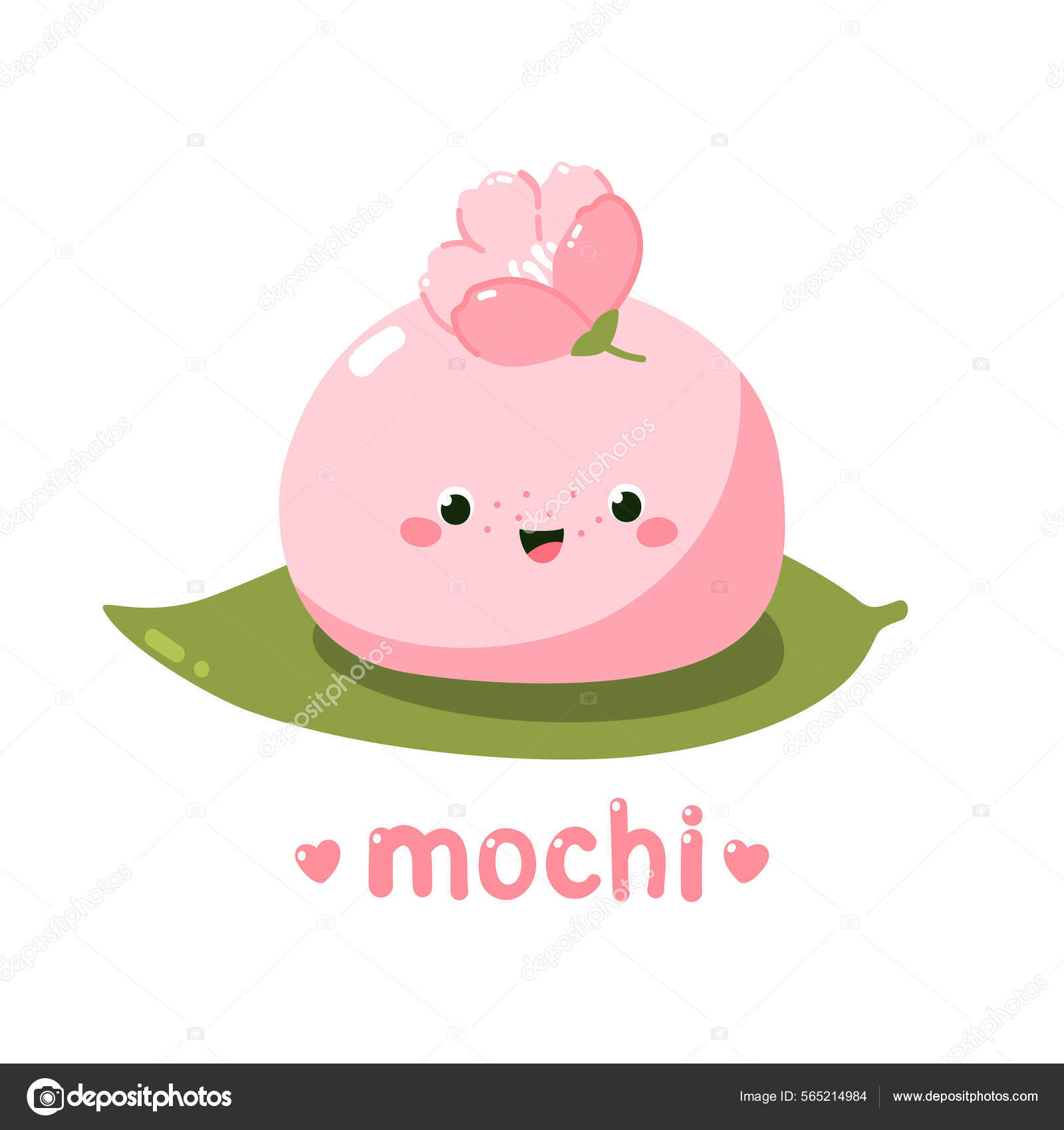 可爱的Sakura Mochi角色 日本甜食和甜点的矢量图解 Kawaii打印 因白人背景而被隔离图库矢量图作者：© oksana_b ...