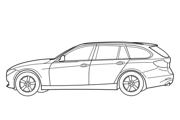 Classic Sedan Car Side View Shot Outline Doodle Vector Illustration ...