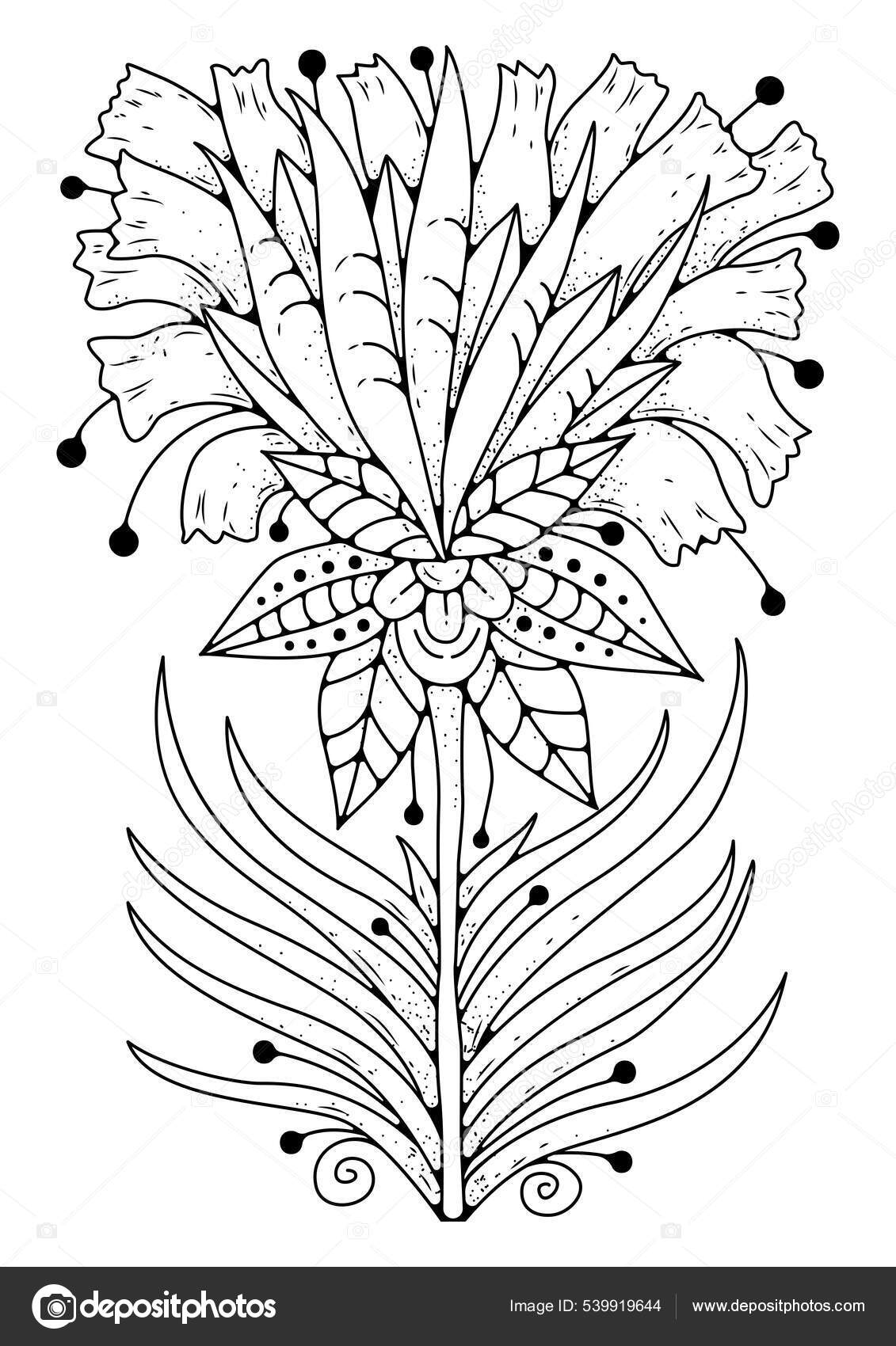 Floral Background Coloring Coloring Page Children Adults Vector ...