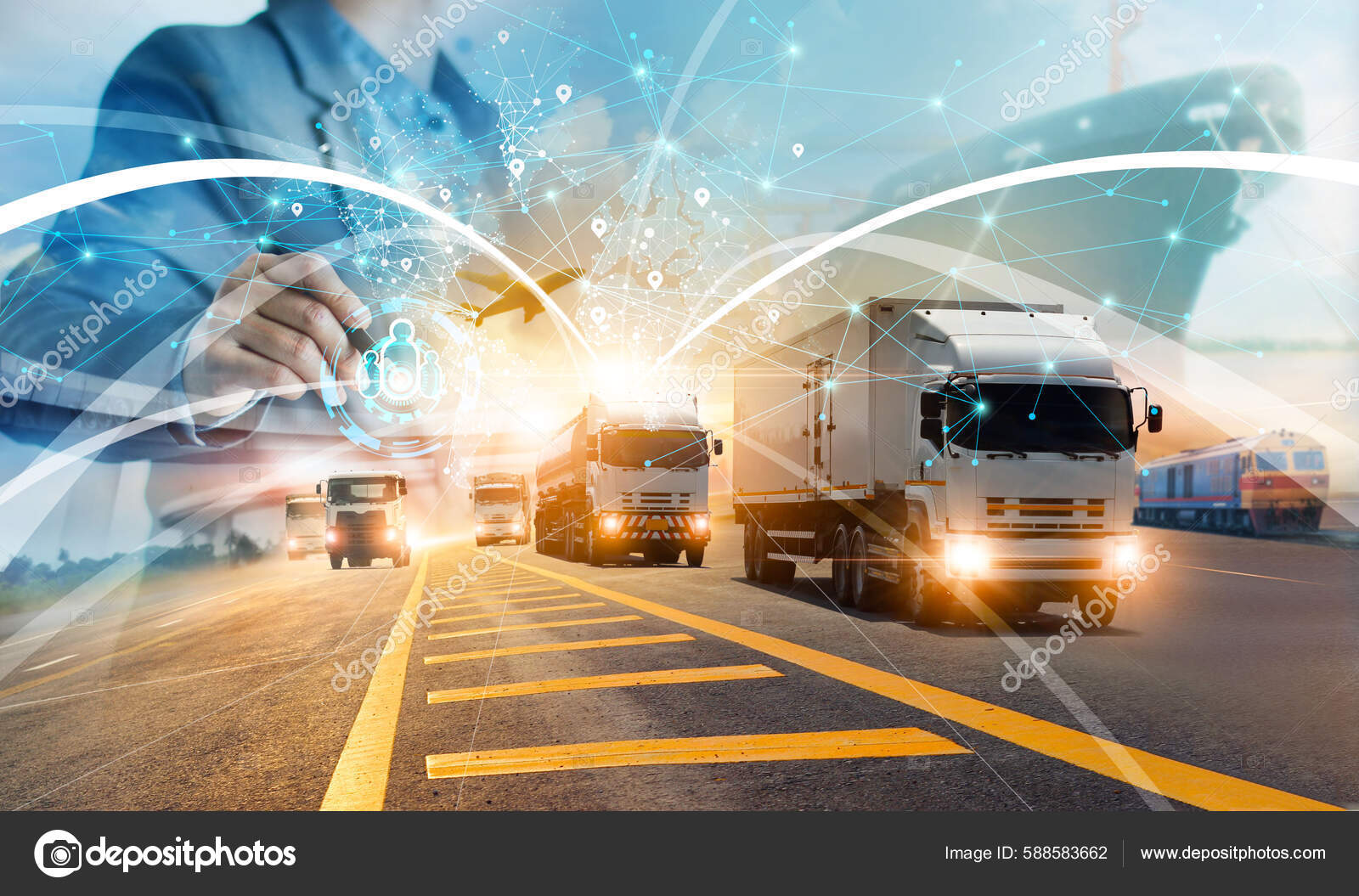 Concepto Transporte Logística Gerente Ingeniero Comprobando Controlando ...