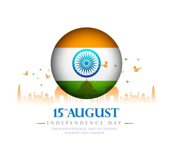 Vector Illustration Happy Independence Day India Celebration August Indian Monuments Stock ...