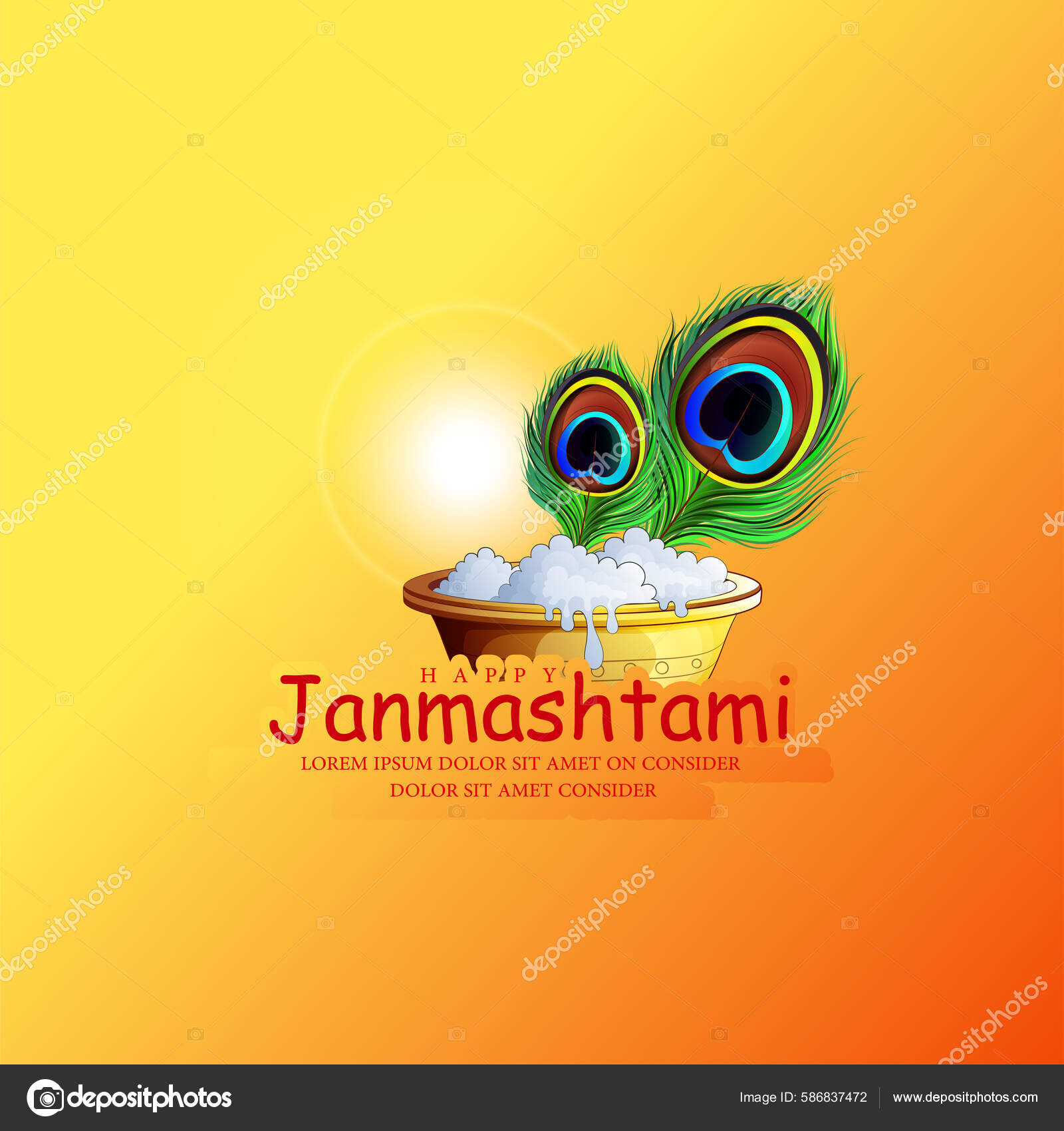 Illustration Lord Krishna Playing Bansuri Flute Religious Festival ...