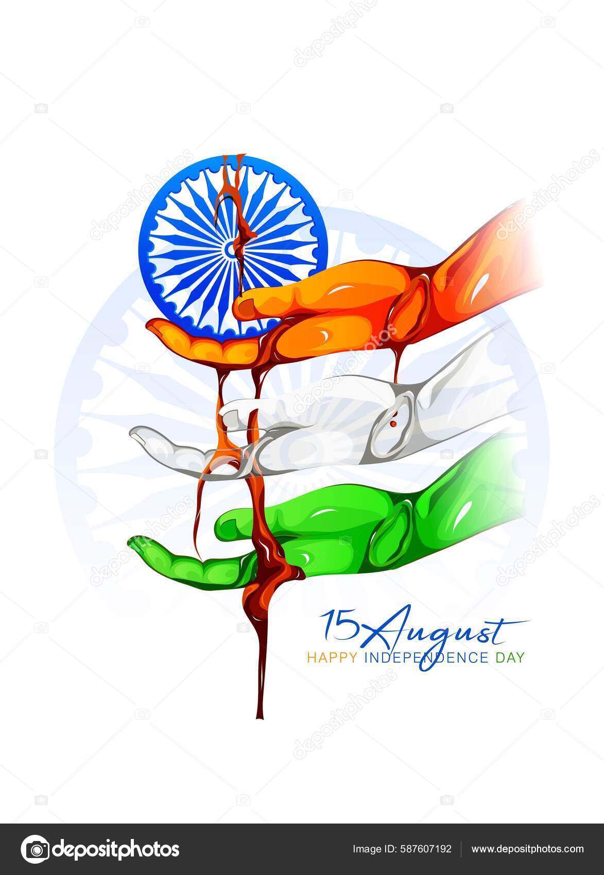 Vector Illustration Happy Independence Day India Celebration August Indian Monuments Stock ...