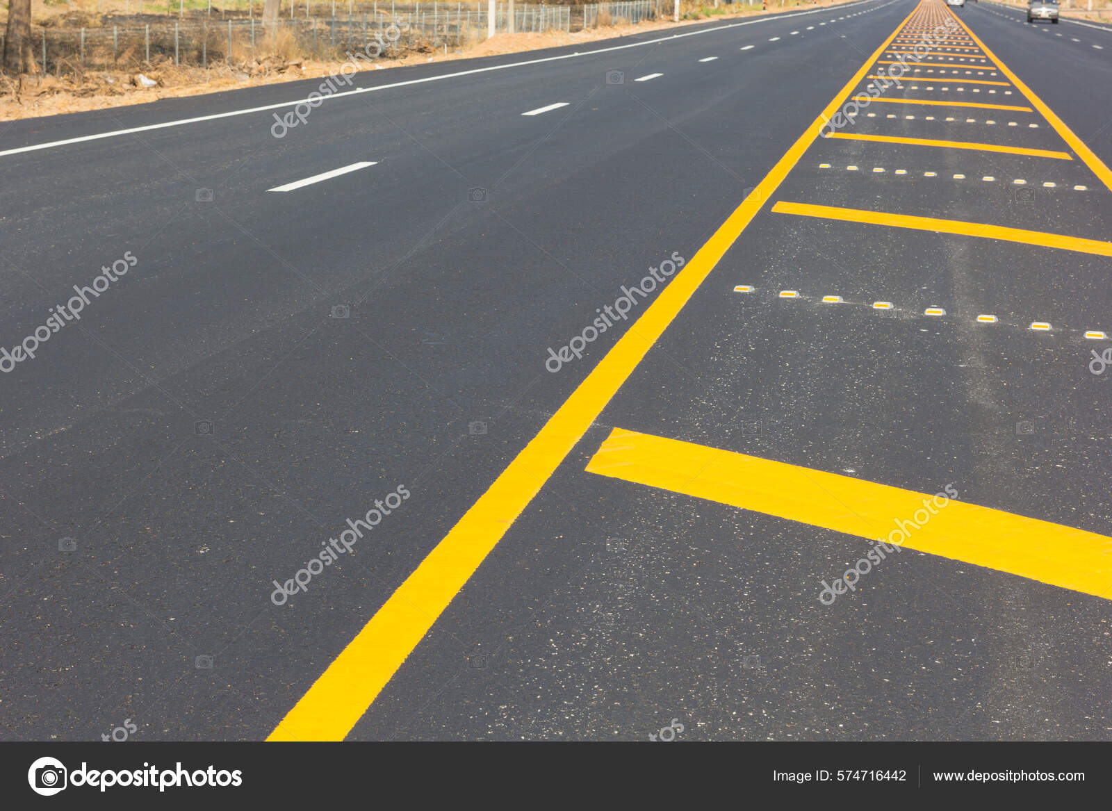 Asphalt Road Abstract Background Yellow Line Road Texture — Stock Photo ...