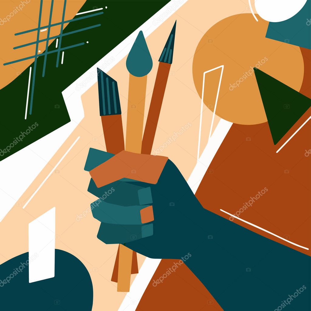 Composici n formal del concepto de estudio de los artistas con herramientas de dibujo plano e ...