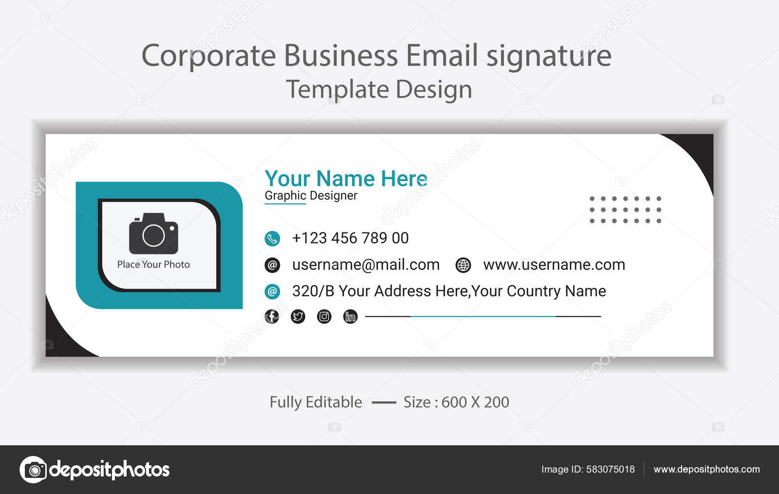 Modèle Signature Mail D'entreprise Design Vecteur par ©mdhalim 583075018