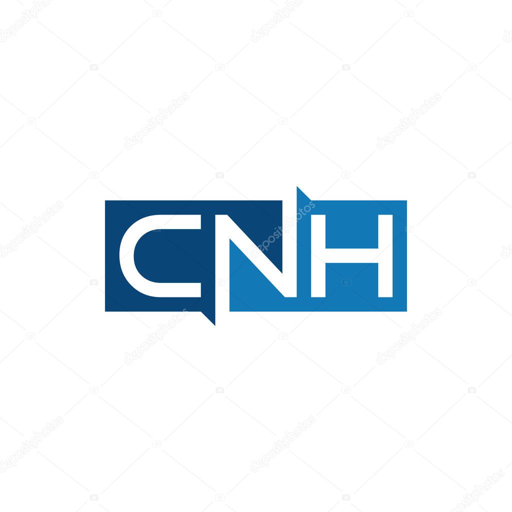 Vector de diseño de logotipo de letra CNH aislado sobre fondo blanco. 2022