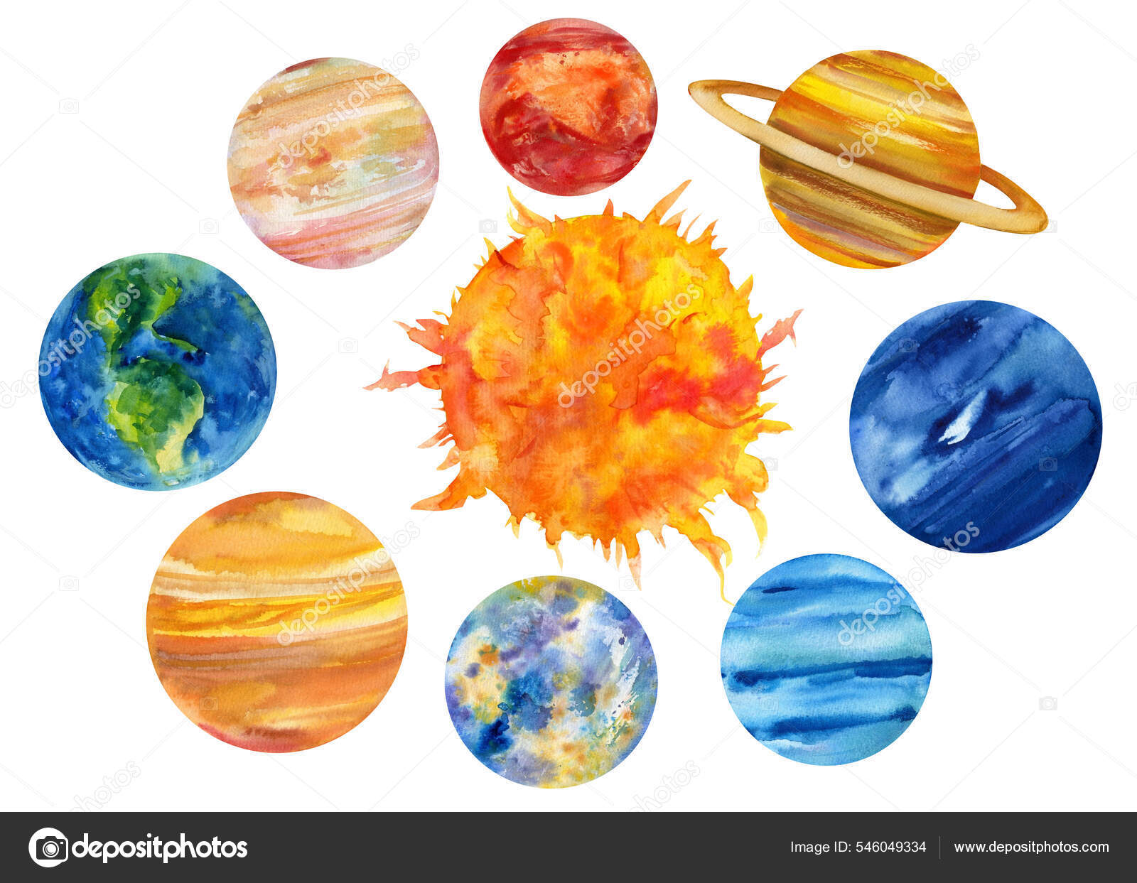 Planets Solar System White Background