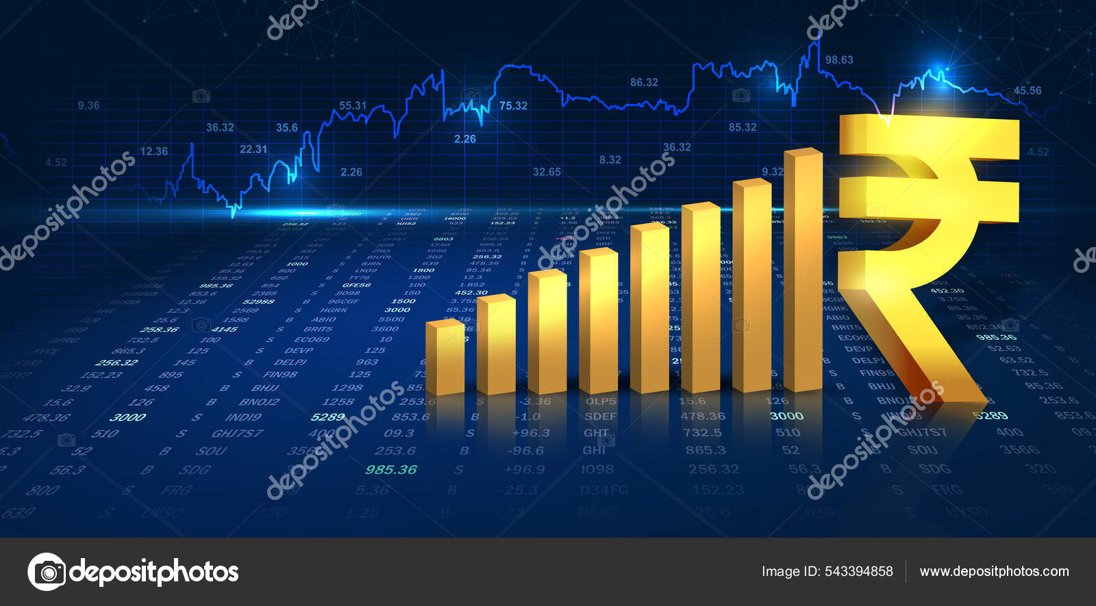 Online Business Growth Concept Indian Rupee Graph Rendering ...