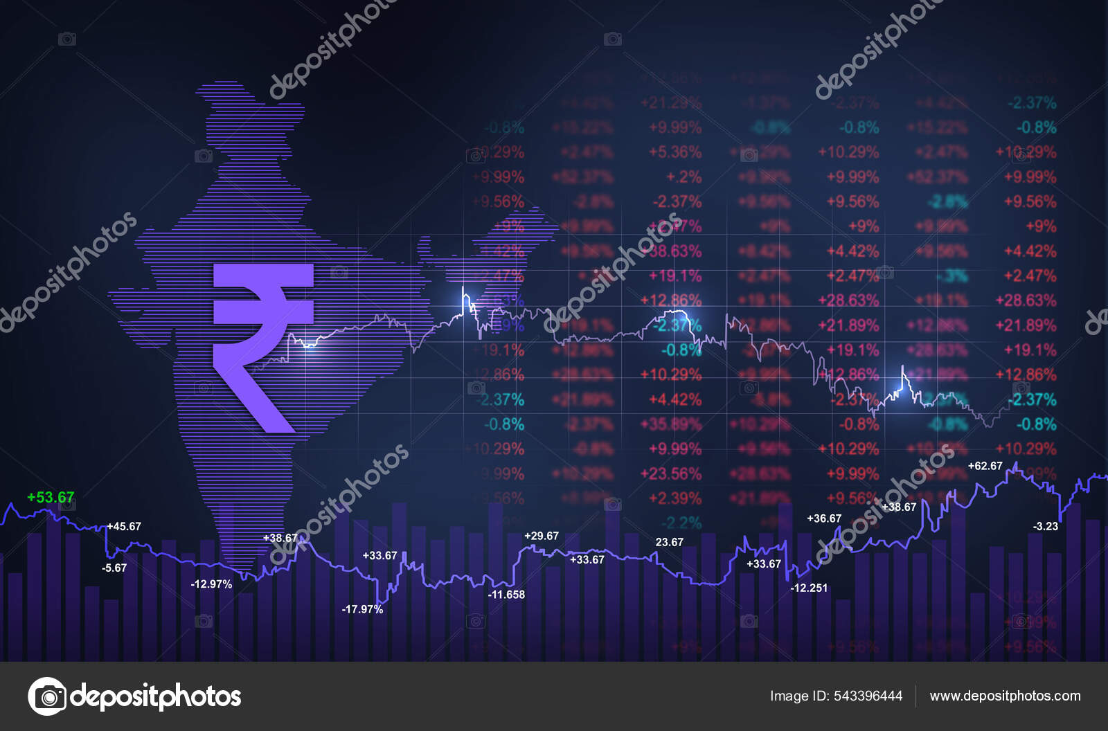 Online Business Success Concept Indian Map Graph Stock Market Data ...
