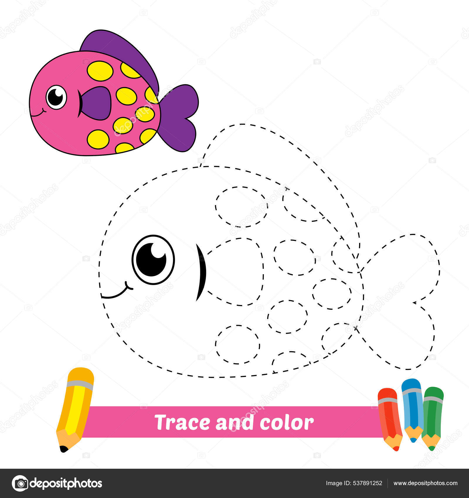 Trace Color Kids Fish Vector Stock Vector by ©fuatpras44.gmail.com ... Trace Color Kids Fish Vector Stock Vector by ©fuatpras44.gmail.com ...
