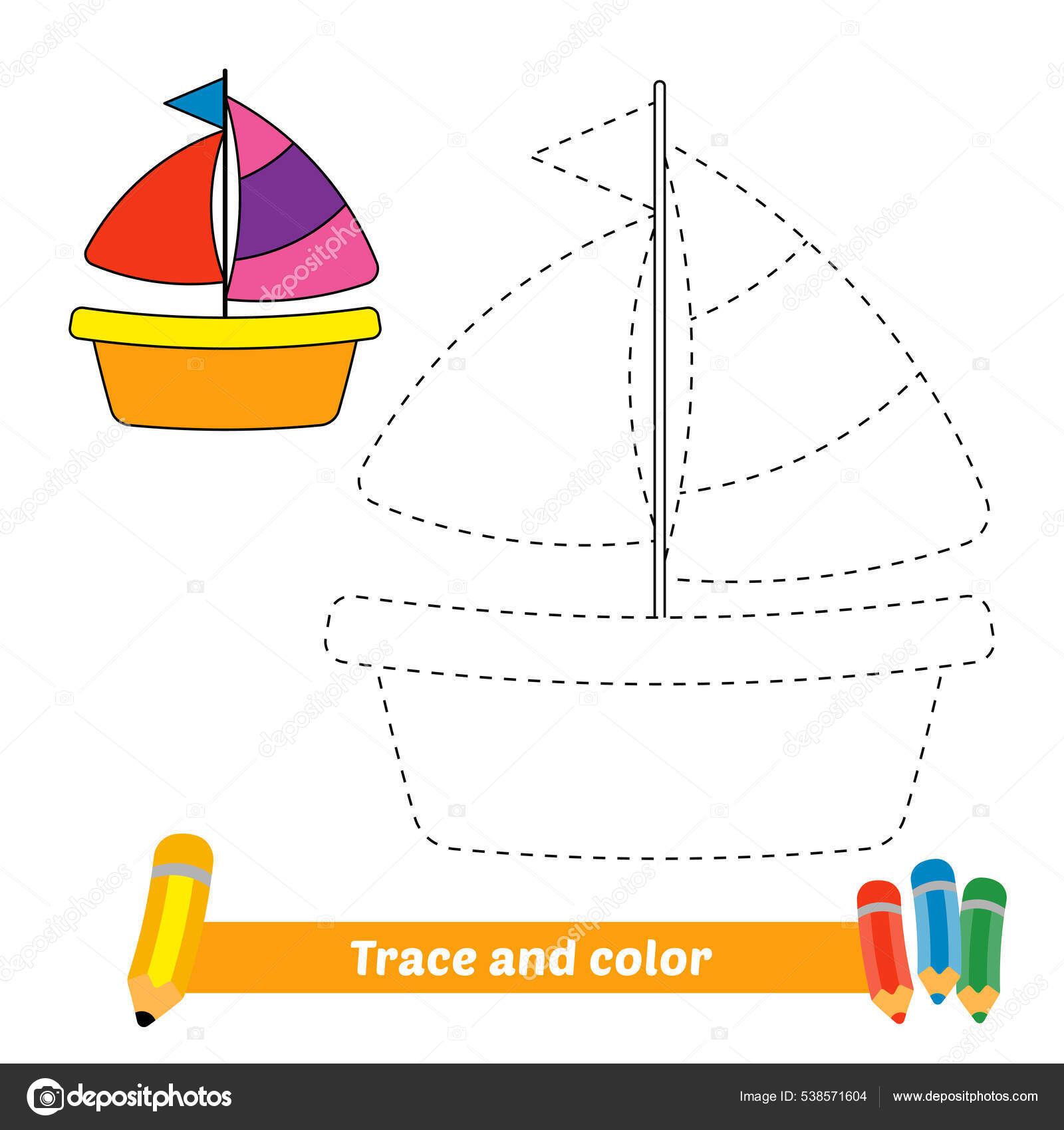 Trace Color Kids Boat Vector Stock Vector by ©fuatpras44.gmail.com ... Trace Color Kids Boat Vector Stock Vector by ©fuatpras44.gmail.com ...