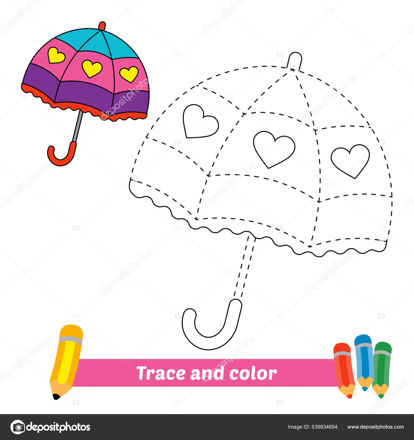 Trace Color Kids Umbrella Vector Stock Vector Image by ©fuatpras44 ... Trace Color Kids Umbrella Vector Stock Vector Image by ©fuatpras44 ...