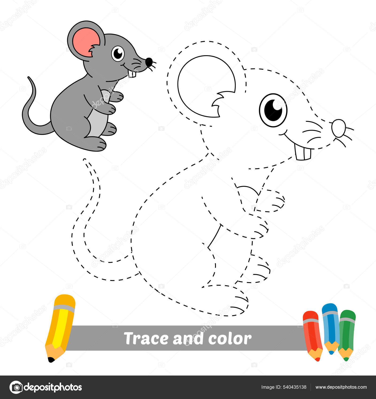 Trace Color Kids Mouse Vector Stock Illustration by ©fuatpras44.gmail ...