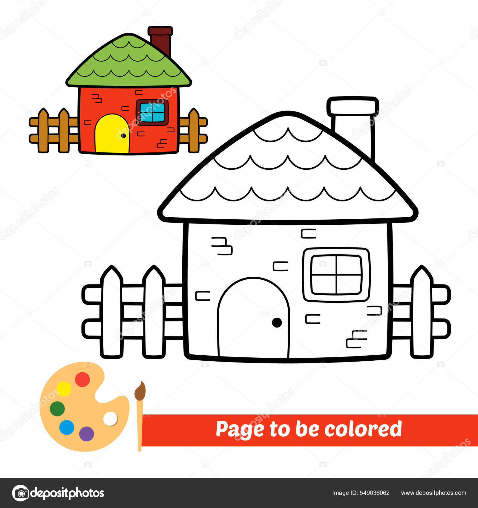 Libro Para Colorear Para Niños Vector Casa Vector de stock #549036062 ...