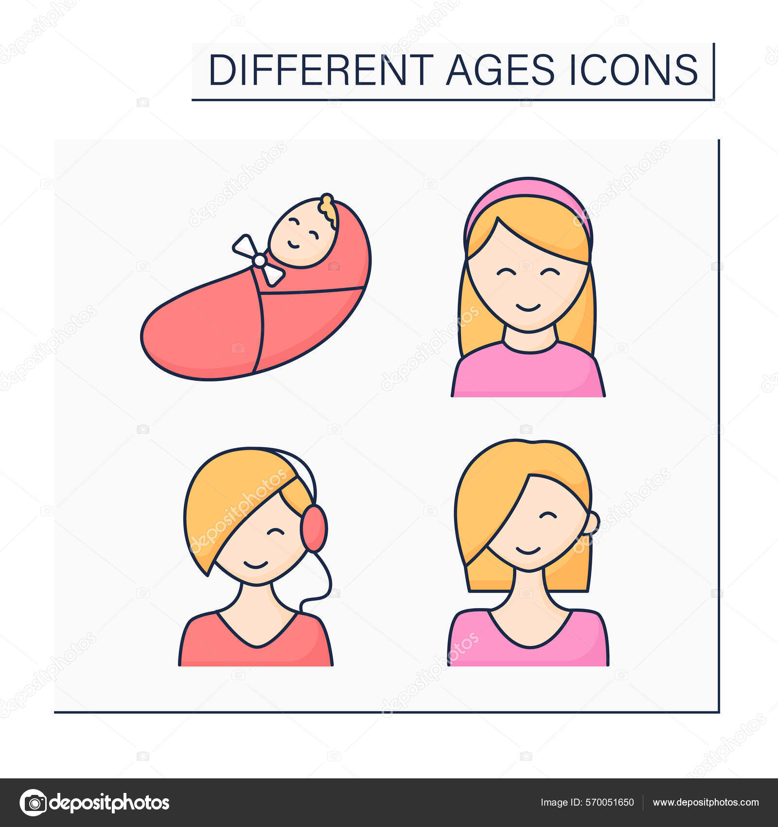 Different ages color icons set Stock Vector Image by ©Antstudio #570051650