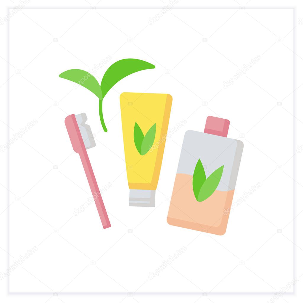 Icono Plano De Cosmetología Cepillo De Dientes Pasta De Dientes Y