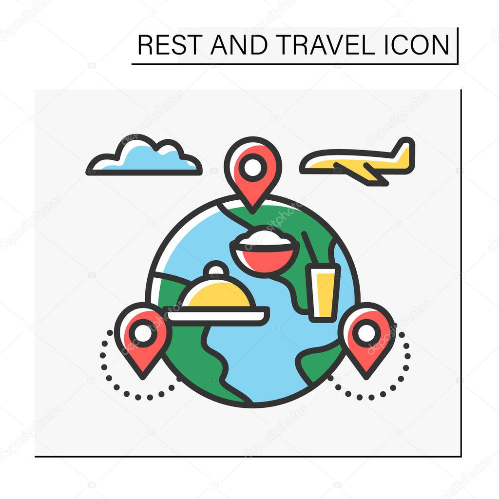 Icono de color del turismo gastronómico. Turismo gastronómico y ...