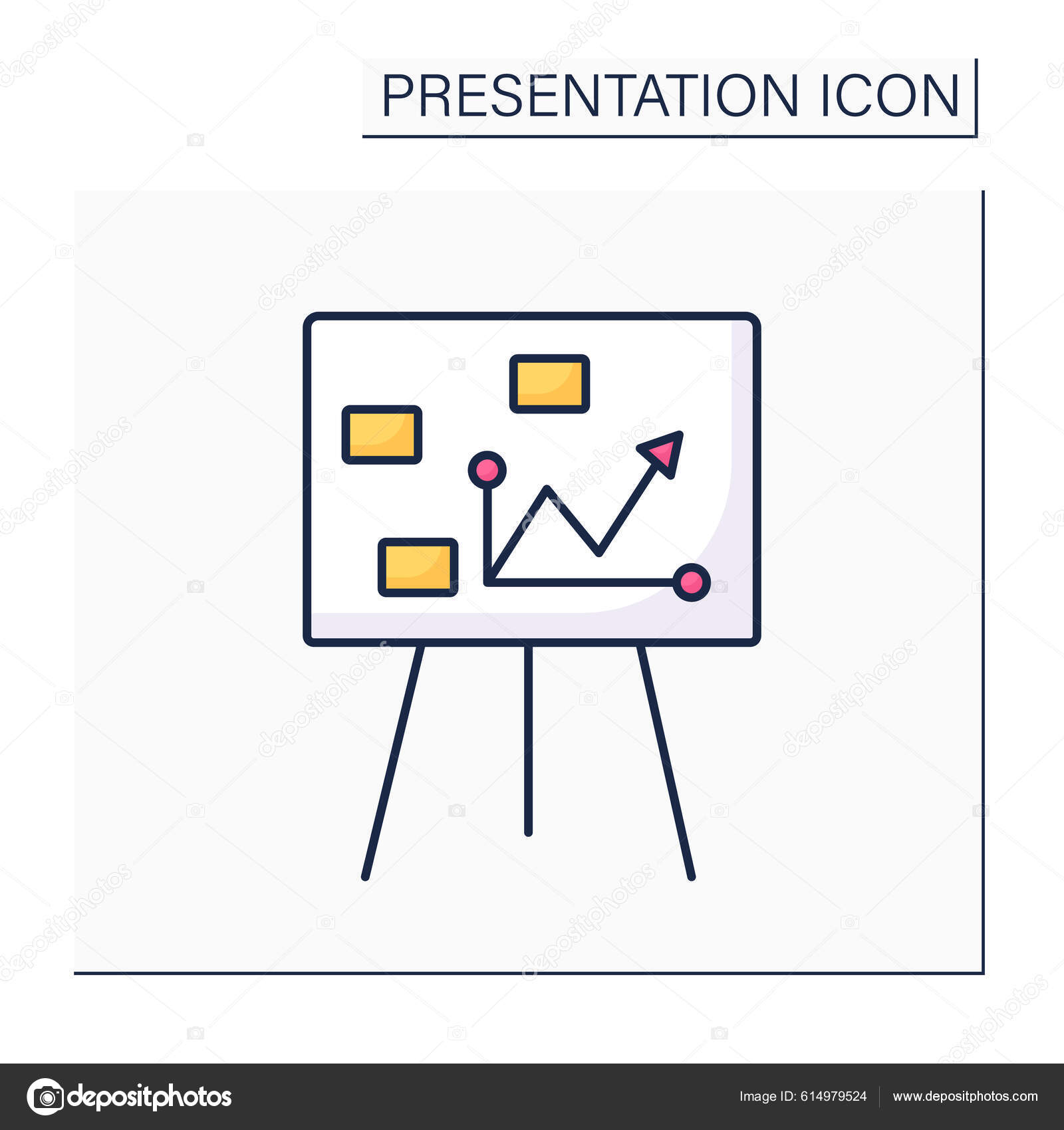Flip Chart Color Icon Board Large Pieces Paper Fixed Top Stock Vector ...
