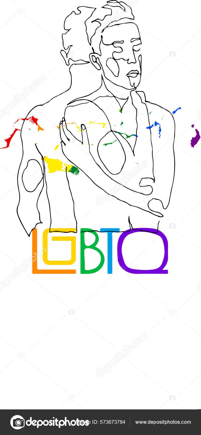 Illustration Outlines Two Men White Background Lgbt Concept Stock ...