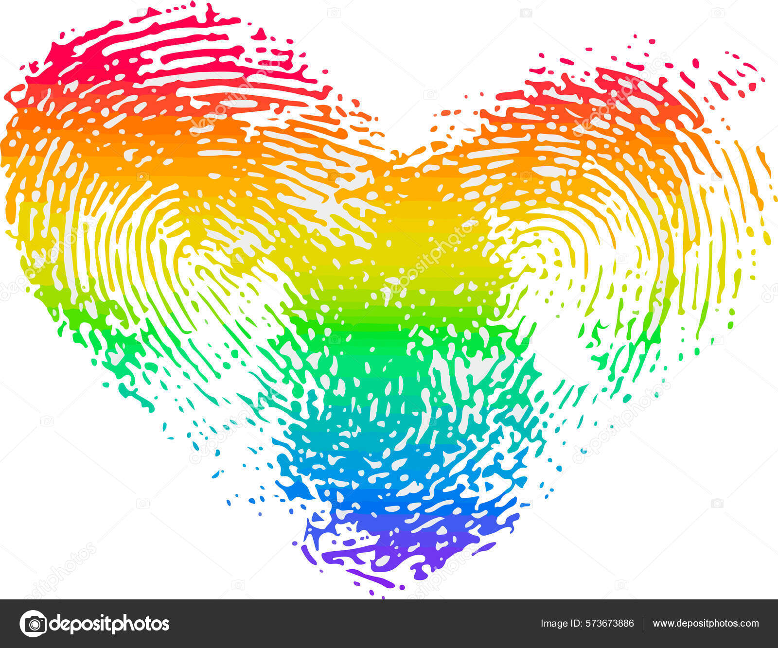 Rainbow Color Heart Shaped Fingerprints White Background Concept Means