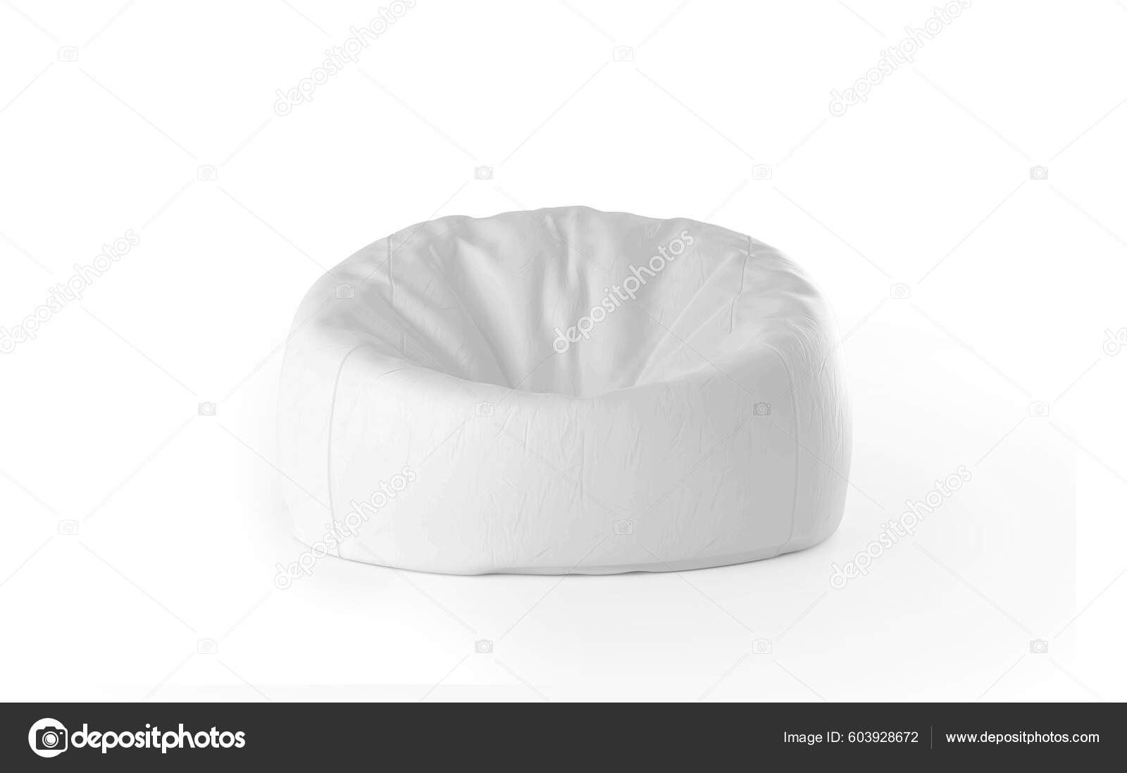 White Bean Bag Mockup Isolated White Background Render — Stock ...