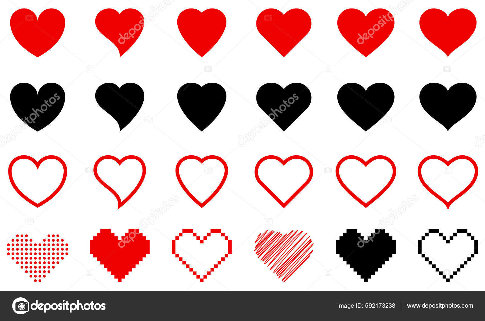 Hearts Different Shapes Big Set Different Isolated Red Hearts Vector ... Hearts Different Shapes Big Set Different Isolated Red Hearts Vector ...