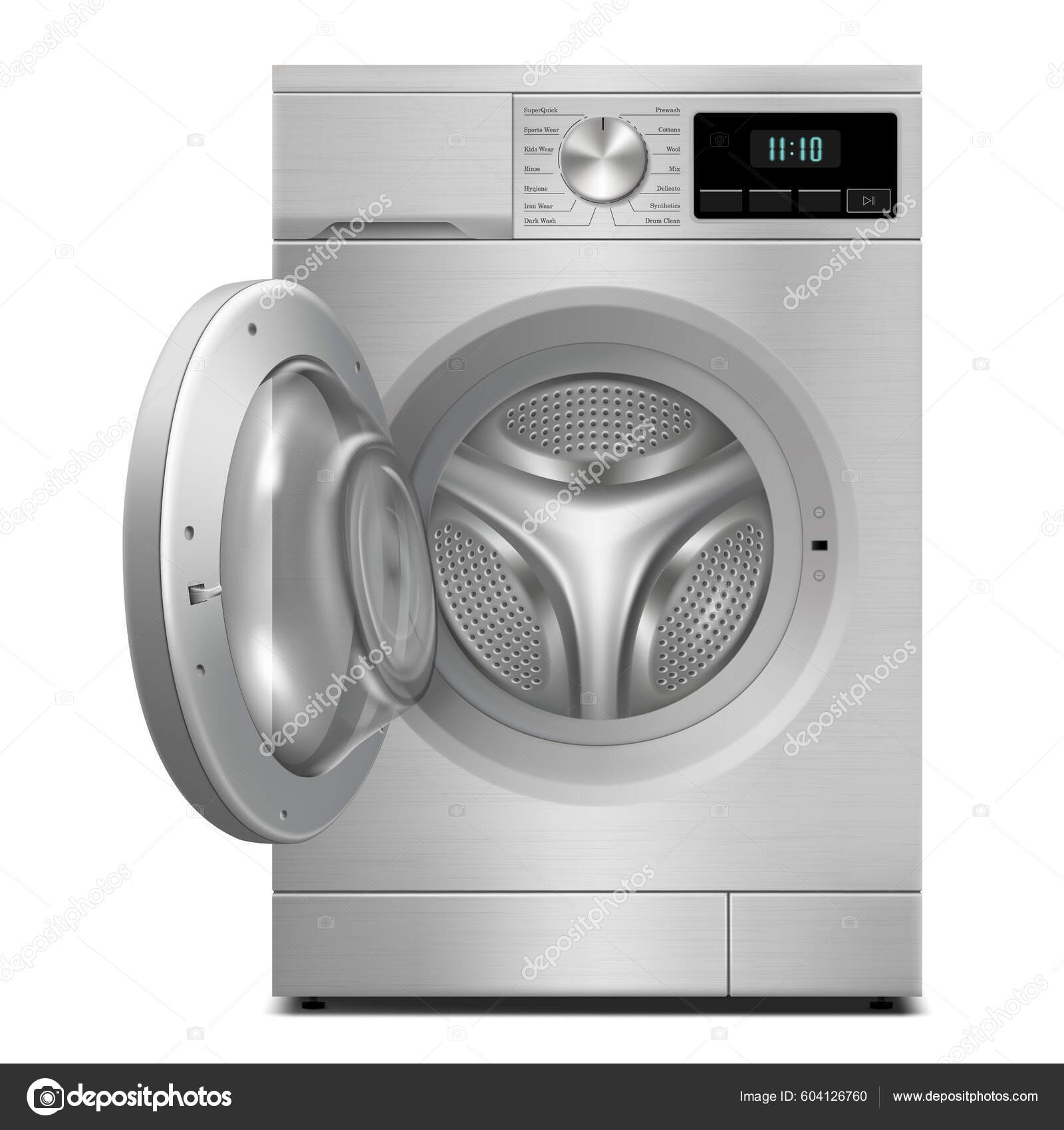 Washing Machine Mockup Isolated White Background Modern Realistic ...