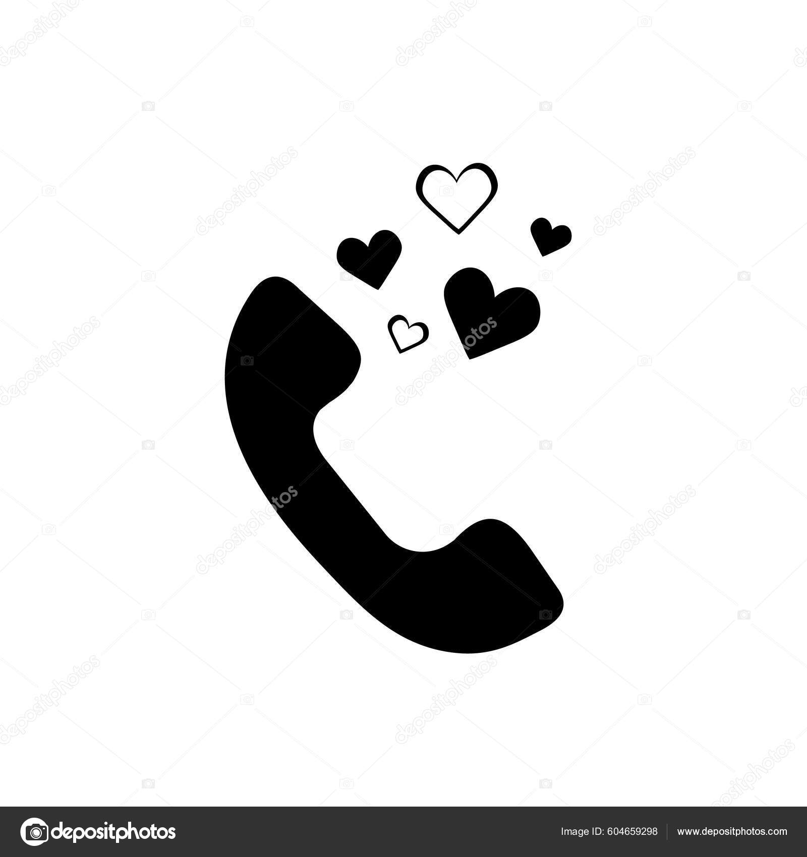 Phone Icon Hearts Isolated White Background 스톡 벡터 ...