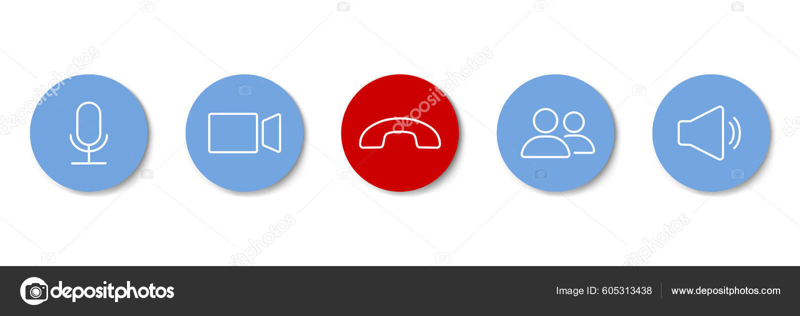 Set Video Call Icons Video Conference Collections Buttons Line Video ...