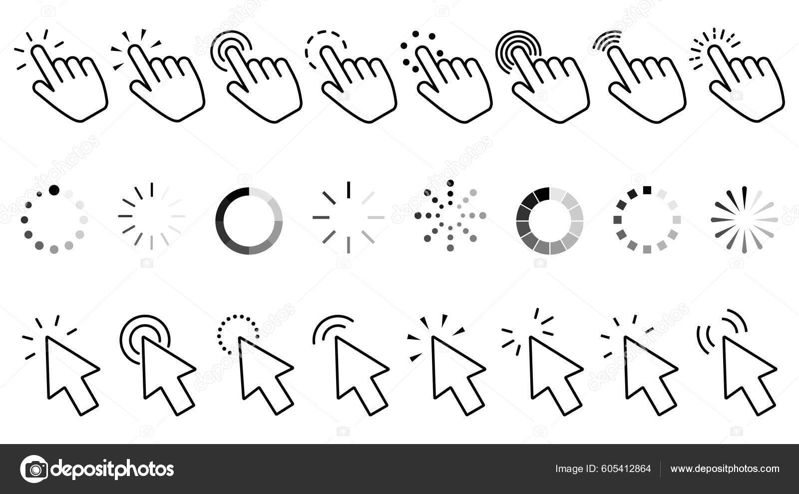 Click Icon Set Hand Clicking Computer Mouse Click Cursor Vector Vektor Stok oleh ...