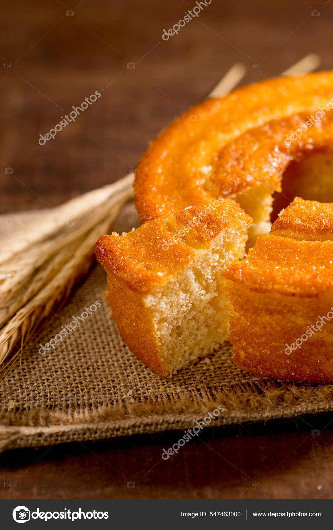 Slice Wheat Flour Cake Wood Wheat Branch Stock Photo by ©henrique ...